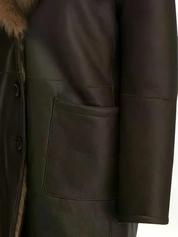 B&W Fur-collar Button Coat