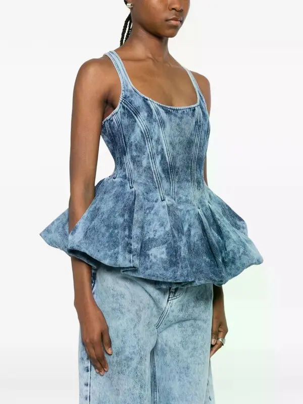 MARQUES' ALMEIDA Pleated Acid Wash Top