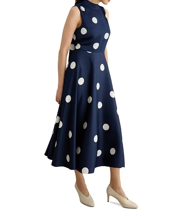 HOBBS LONDON Sleeveless Polka Dot Midi Dress