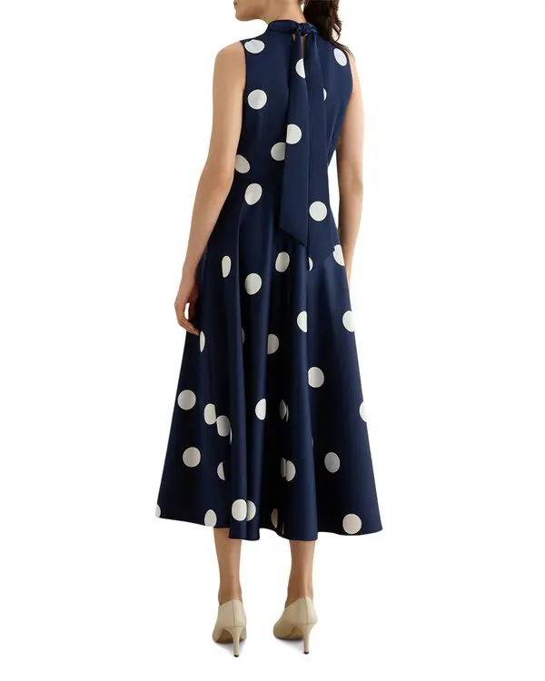 HOBBS LONDON Sleeveless Polka Dot Midi Dress