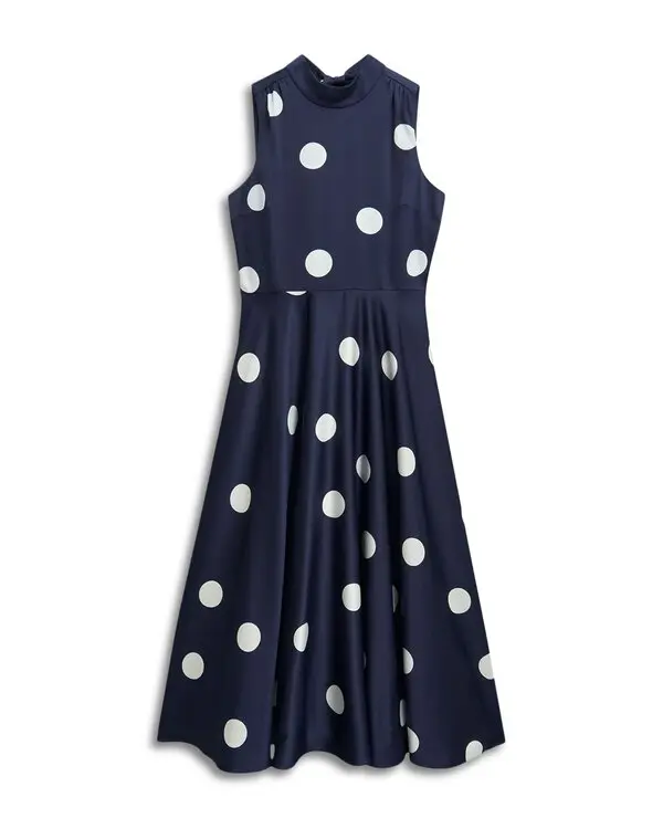 HOBBS LONDON Sleeveless Polka Dot Midi Dress