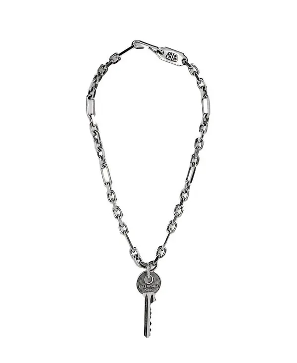 Balenciaga Neverlost Thin Necklace - Antique Silver