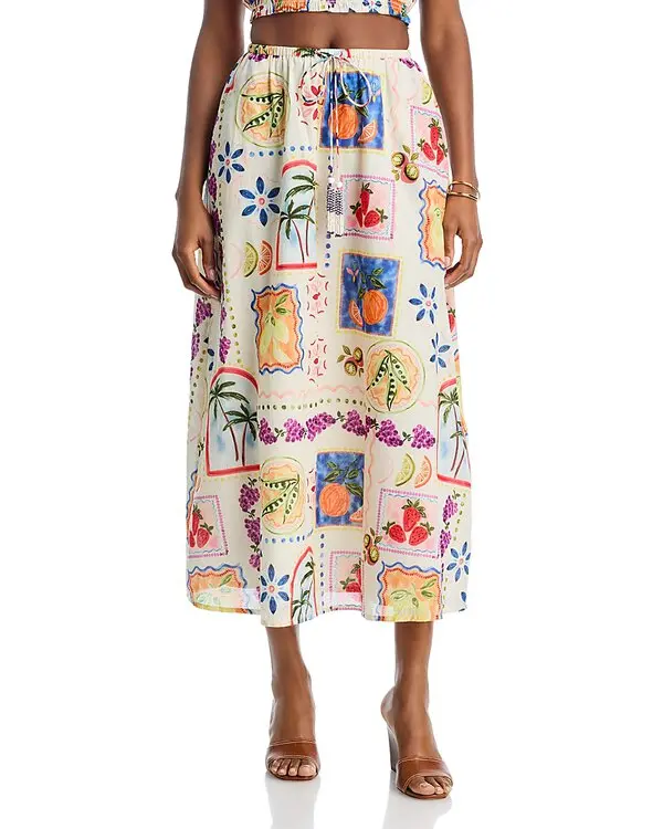 Aqua Postcard Midi Skirt - Inkaberry