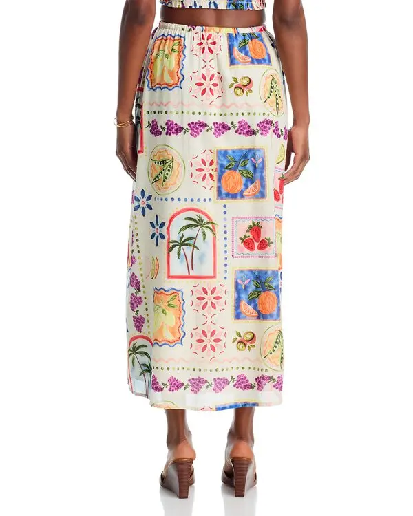 Aqua Postcard Midi Skirt
