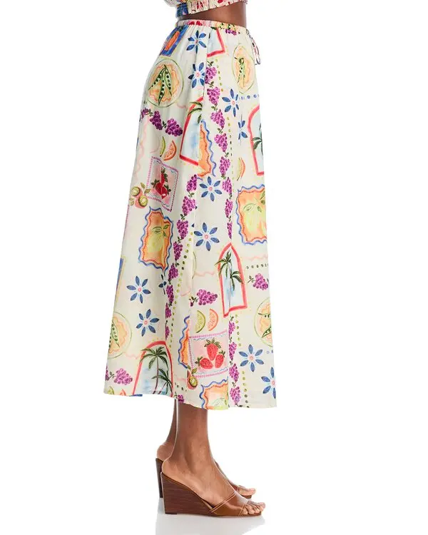 Aqua Postcard Midi Skirt