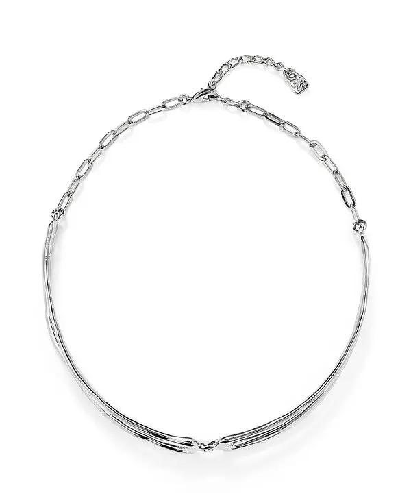 UNODE50 Short Double Necklace With White Topaz - Silver