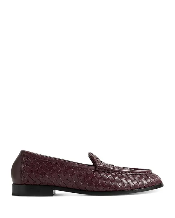 Bottega Veneta Silenzio Woven Leather Loafers - Brown