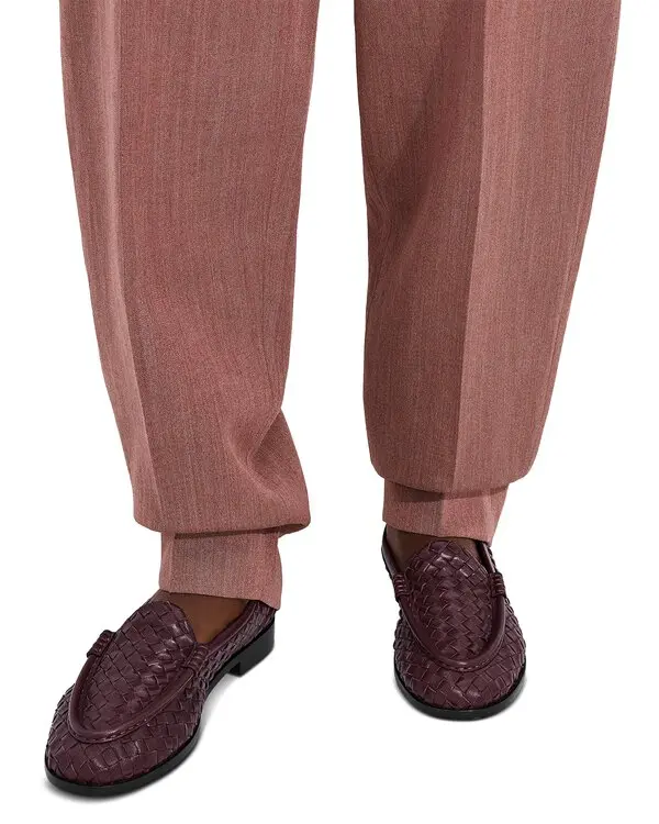 Bottega Veneta Silenzio Woven Leather Loafers - Brown