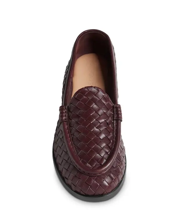 Bottega Veneta Silenzio Woven Leather Loafers - Brown