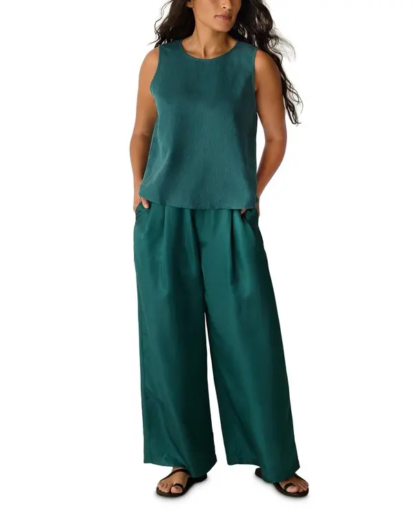Eileen Fisher High Waisted Pleated Wide Leg Trousers