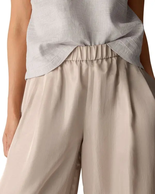 Eileen Fisher High Waisted Pleated Wide Leg Pants - Wheat