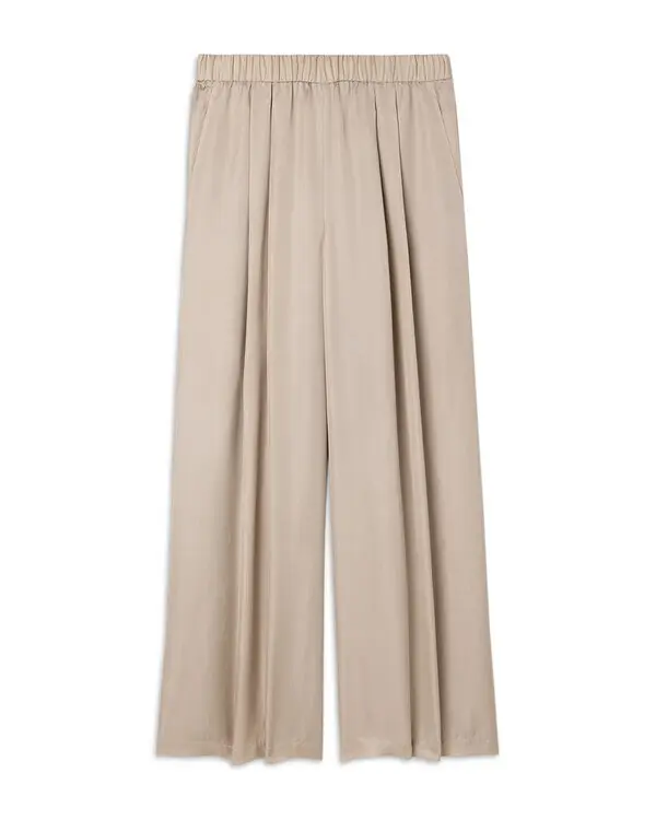 Eileen Fisher High Waisted Pleated Wide Leg Pants - Wheat