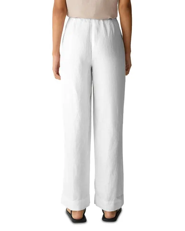 Eileen Fisher Straight Leg Linen Trousers - White