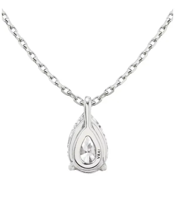 VRAI Solitaire Pendant Necklace In 14k With 0.75ctw Pear Lab Grown Diamond - White