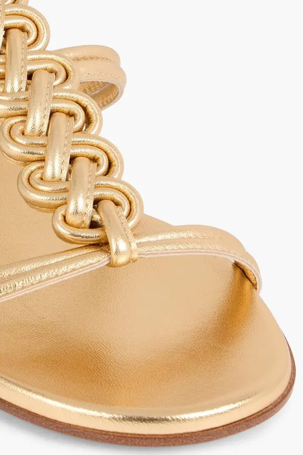 GIANVITO ROSSI Capua Braided Metallic Leather Sandals - Gold