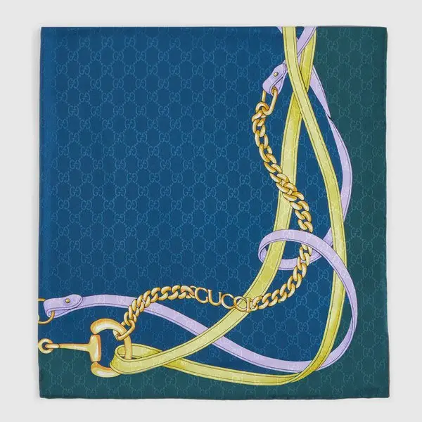 Gucci Printed Gg Silk Jacquard Carr