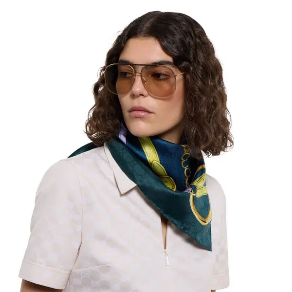 Gucci Printed Gg Silk Jacquard Carr