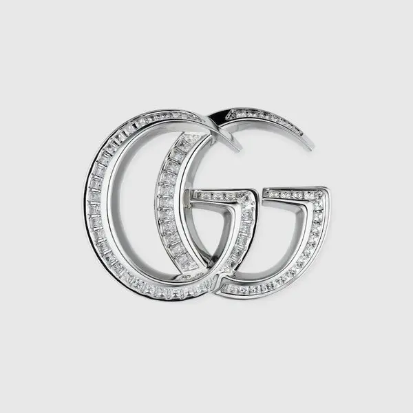 Gucci Gg Marmont Crystal Brooch - Silver-toned Metal