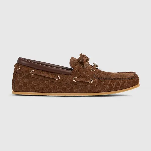 Gucci Boat Shoe With Interlocking G Hardware - Brown