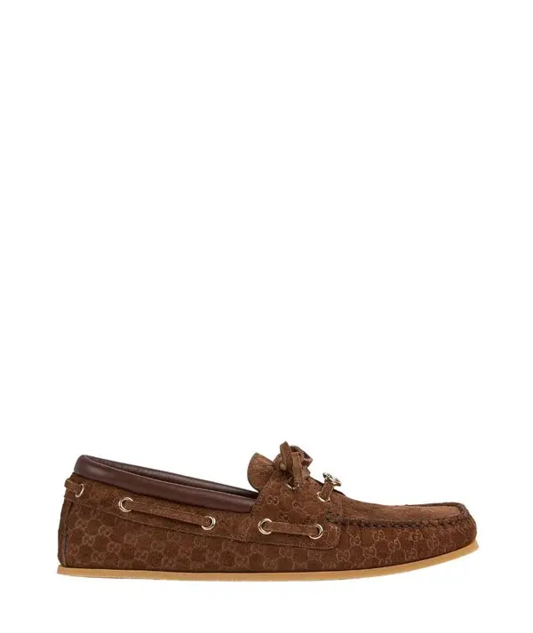 Gucci Boat Shoe With Interlocking G Hardware - Brown