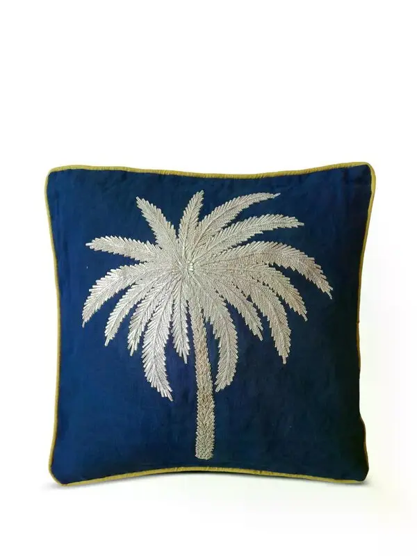 LES-OTTOMANS Palm-tree Embroidered Cushion