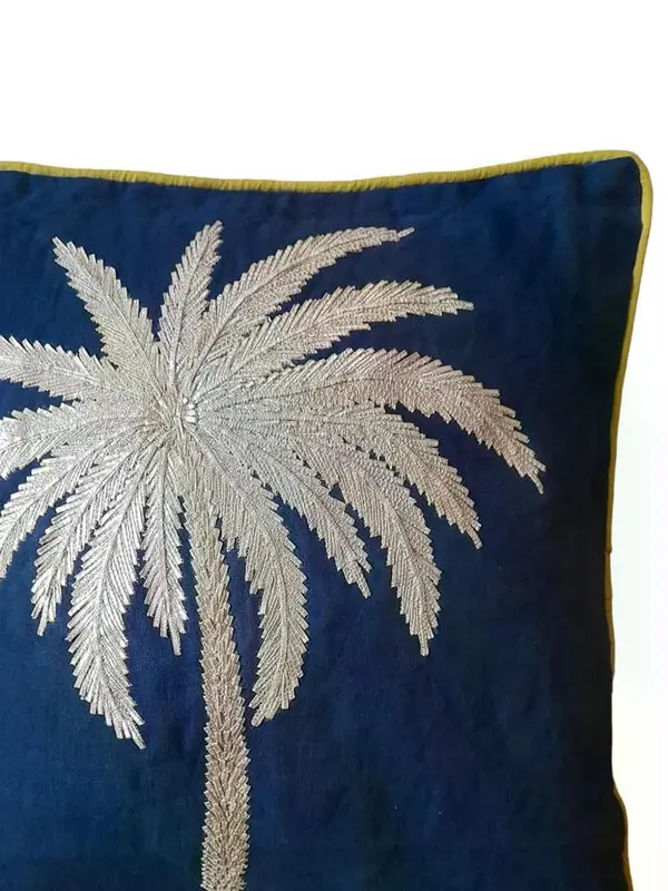 LES-OTTOMANS Palm-tree Embroidered Cushion