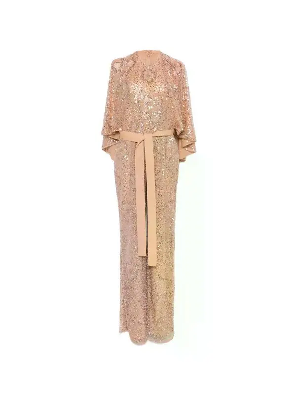 Elie Saab Sequin Belted Jumpsuit - Neutrals