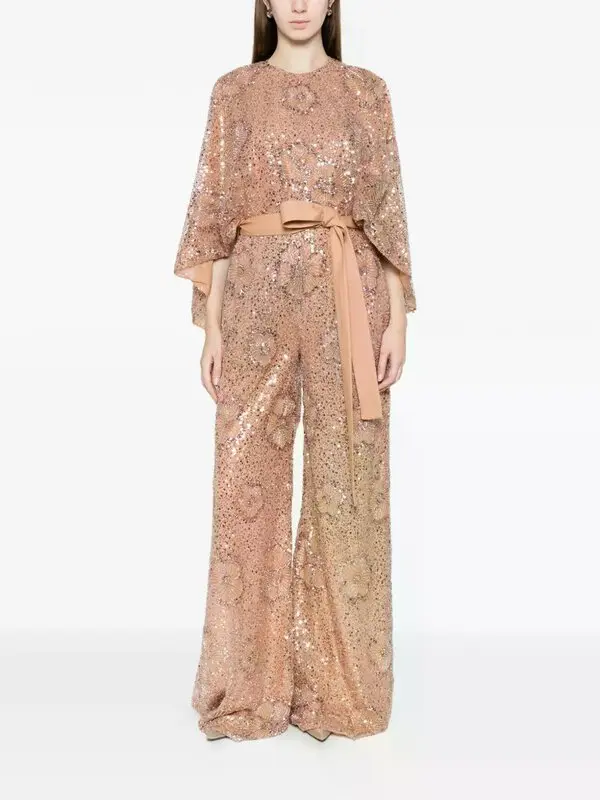 Elie Saab Sequin Belted Jumpsuit