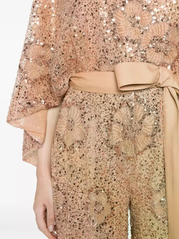 Elie Saab Sequin Belted Jumpsuit