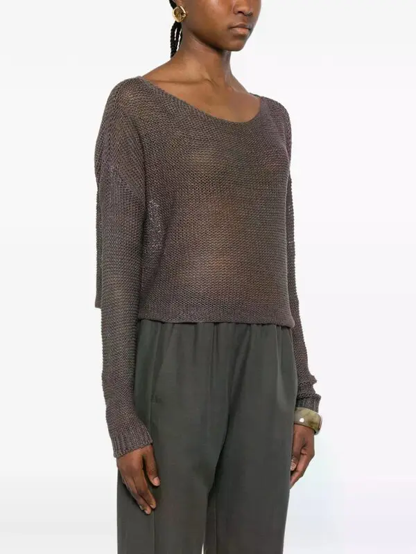 Enza Costa Boatneck Sweater - Grey