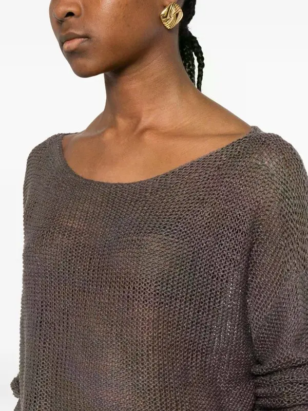 Enza Costa Boatneck Sweater - Grey