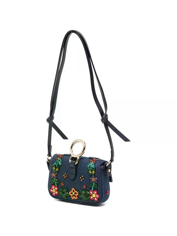 Fendi Mini Nano Baguette Bag With Embroidered Flowers
