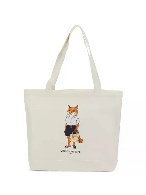 Maison Kitsuné Fox-print Tote Bag - Neutrals