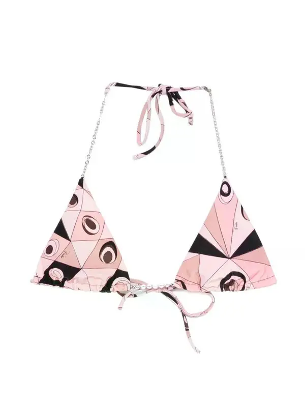 Emilio Pucci Occhi Chain Triangle Bikini Top - Pink