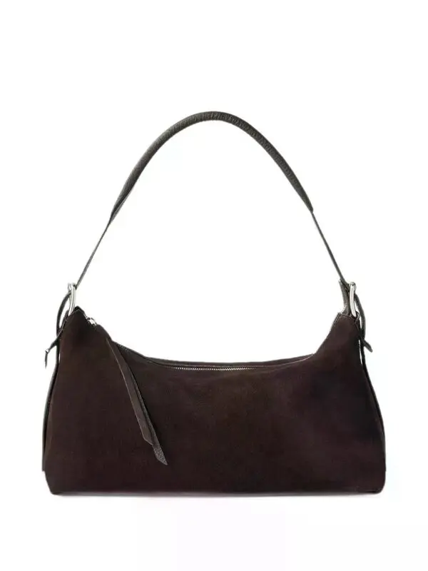 LEMAIRE Belted Suede Leather Bag - Brown