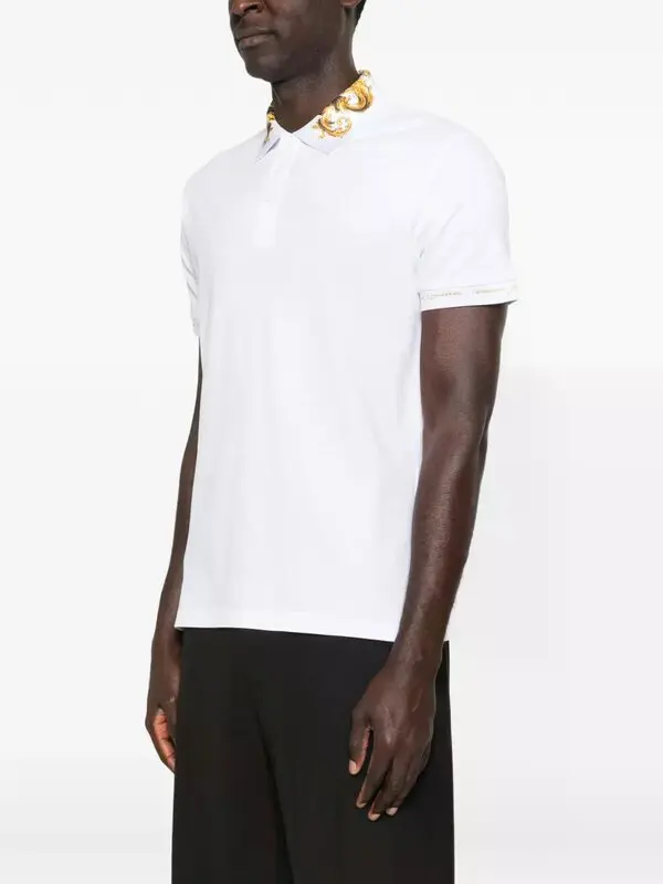 Versace Baroque-pattern-collar Polo Shirt - White