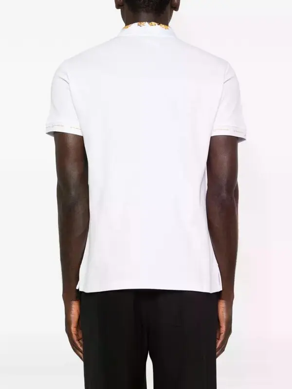Versace Baroque-pattern-collar Polo Shirt - White