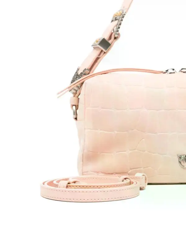 Pinko Crocodile-effect Leather Shoulder Bag - Pink