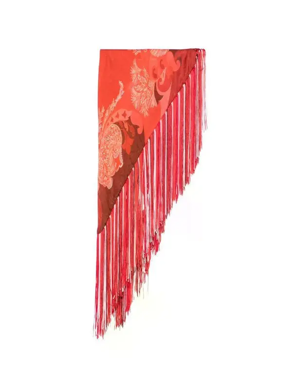 Etro Printed Fringed Scarf - Red