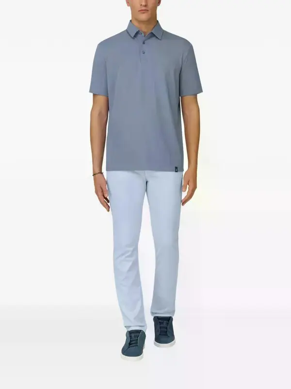 Boggi Milano Polo Shirt In Stretch Supima Cotton - Blue