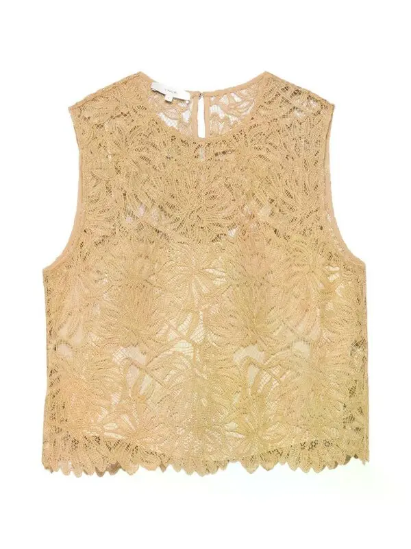 Vince Lace Cropped Top - Brown