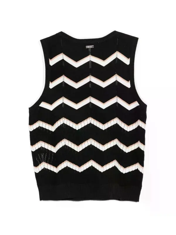 Dkny Patterned Knit Top - Black