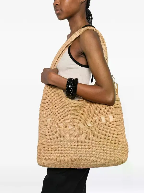 COACH Brooklyn Embossed-logo Shoulder Bag - Neutrals