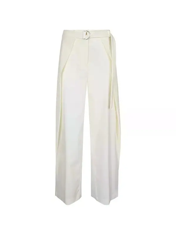 Erika Cavallini Wool Wide Leg Trousers - White