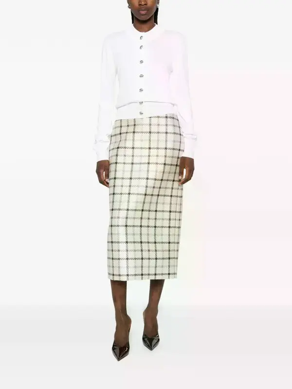 Brandon Maxwell Plaid Midi Skirt