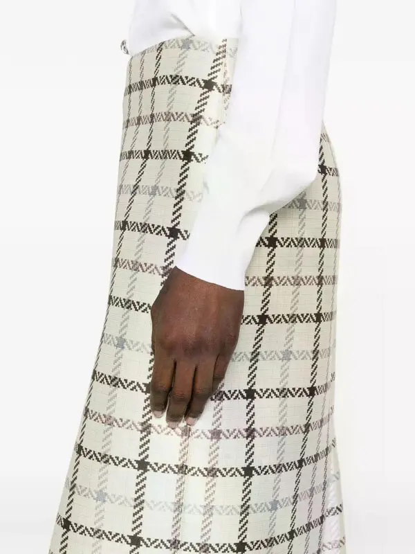 Brandon Maxwell Plaid Midi Skirt