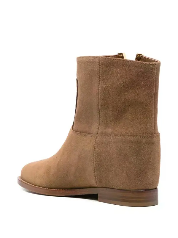 VIA ROMA 15 Metal Logo Suede Boots - Brown
