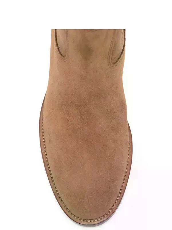 VIA ROMA 15 Metal Logo Suede Boots - Brown