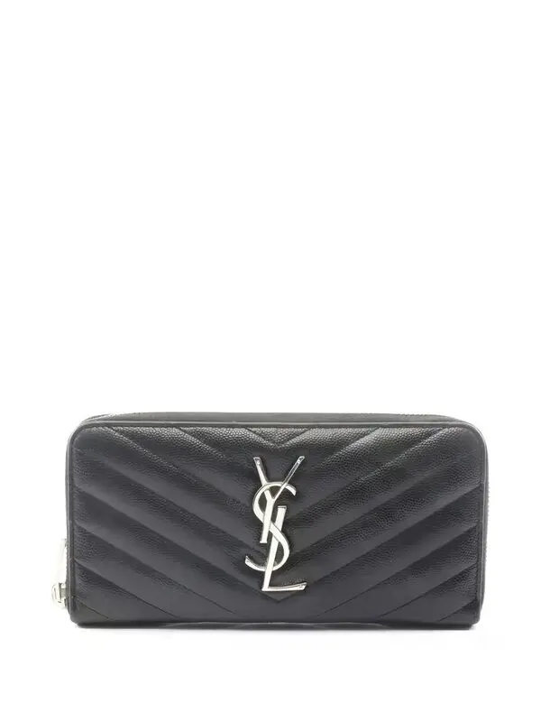 Saint Laurent 2000s Monogram Leather Wallet - Black