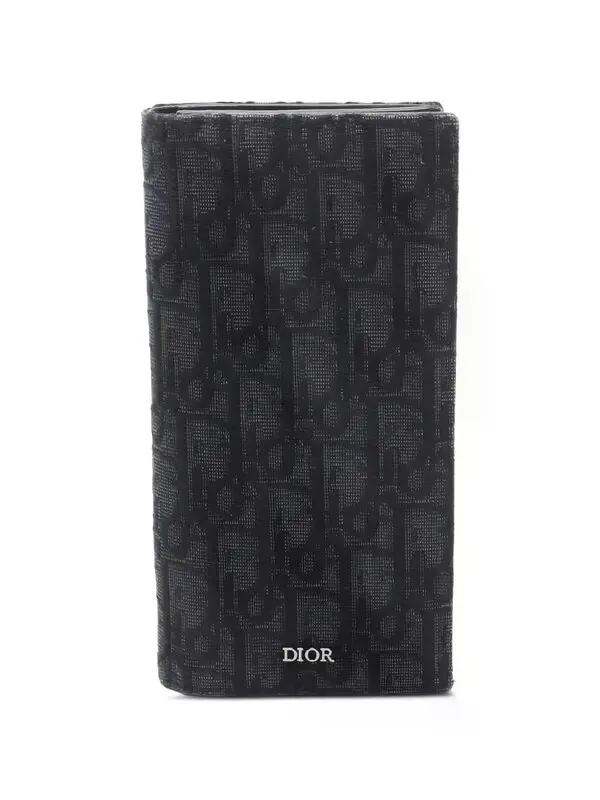 Dior 2000s Oblique Jacquard Bi-fold Long Wallet - Grey